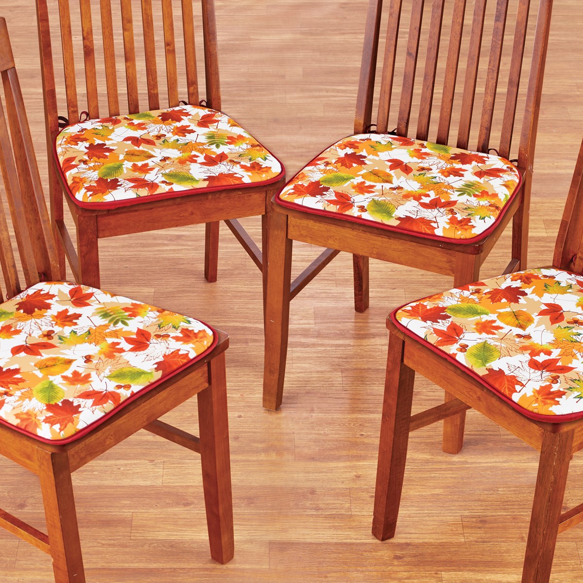 Falling Autumn Leaves Chair Pad Set - Set of 4 | Collections Etc.