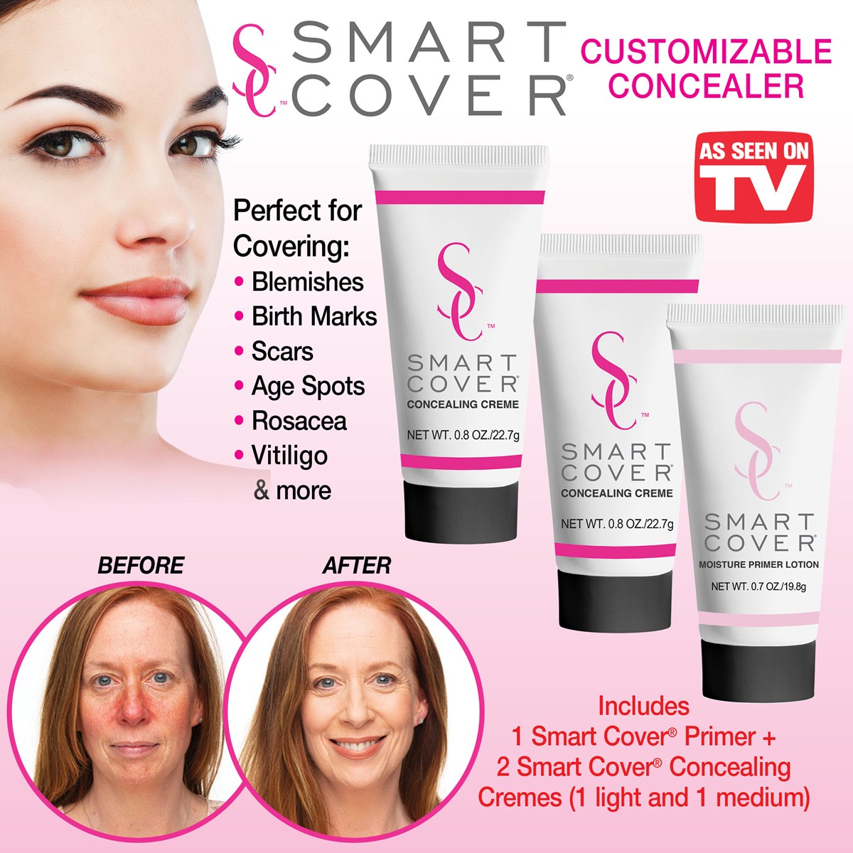 Smart Cover® Easy-To-Use Primer Lotion and Concealer Kit | Collections Etc.