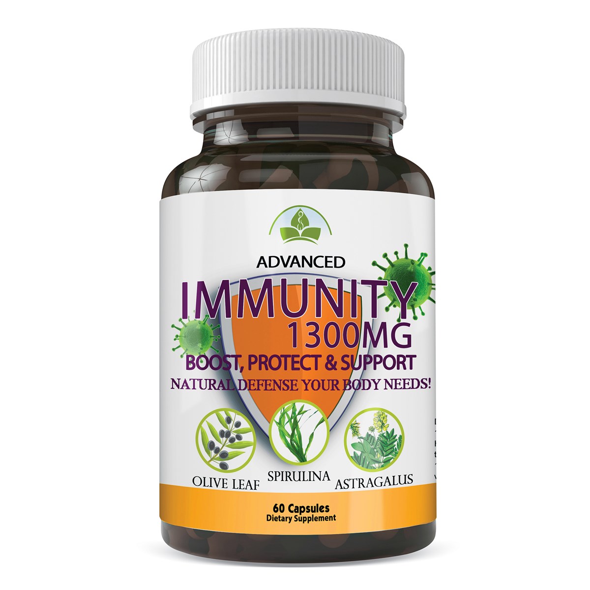 Advanced Immune Support, 1300mg - 60 Capsules | Collections Etc.