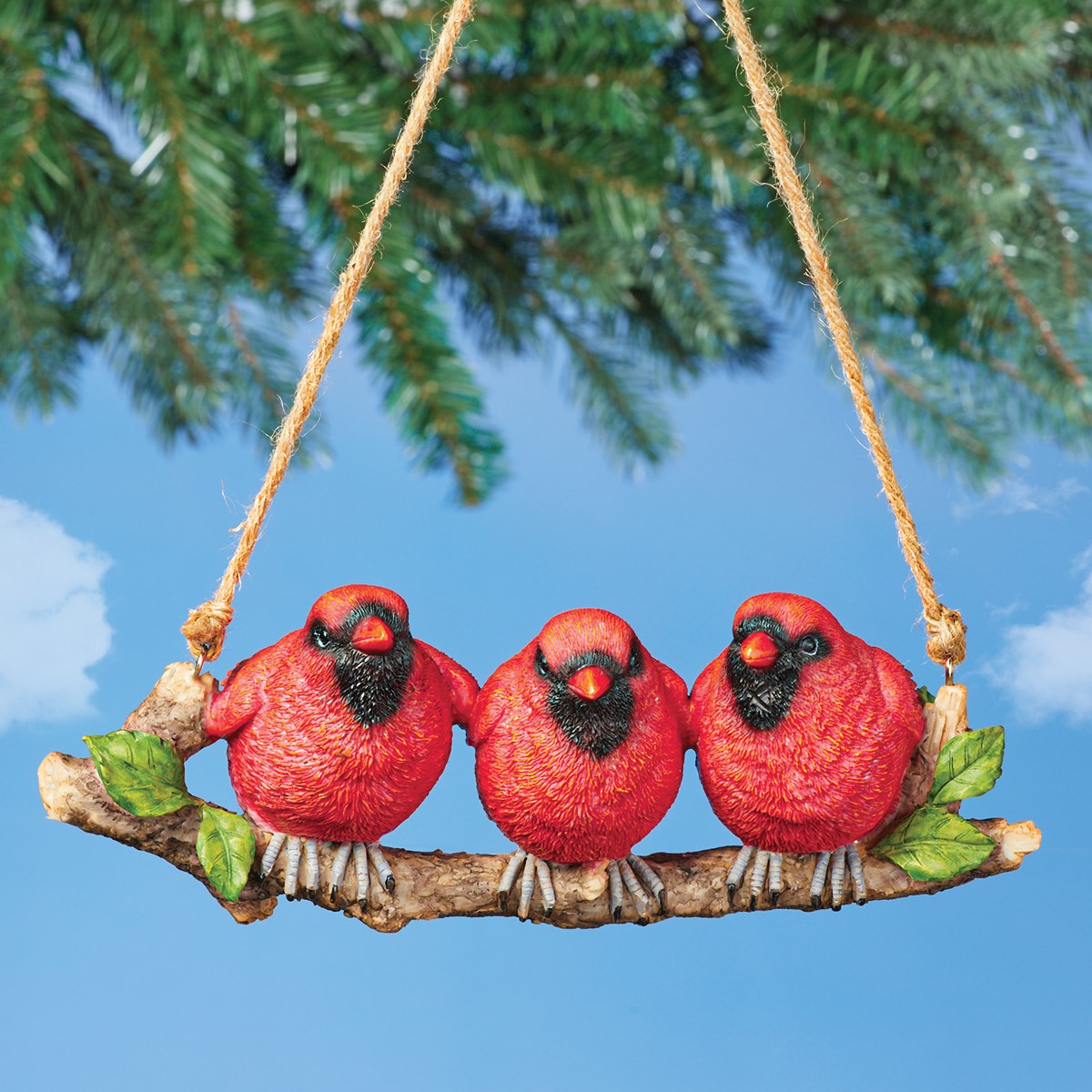 Hand-Painted Tree Hanging Cardinal Trio Lawn Ornament | Collections Etc.