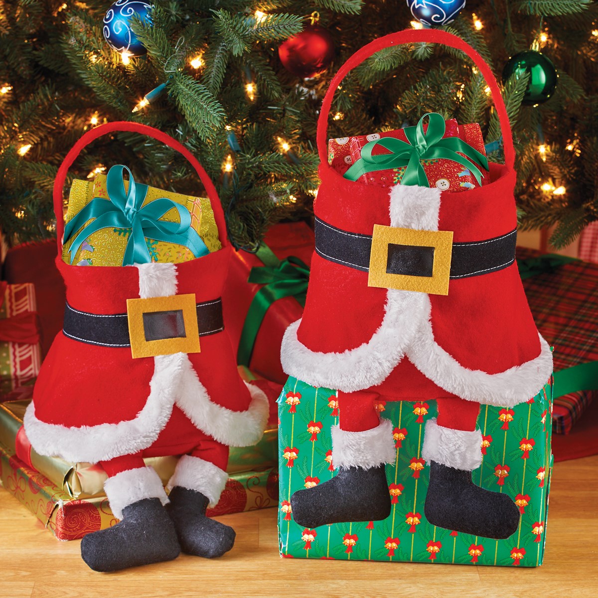2-Piece Santa and Mrs Claus Christmas Gift Bag Set | Collections Etc.