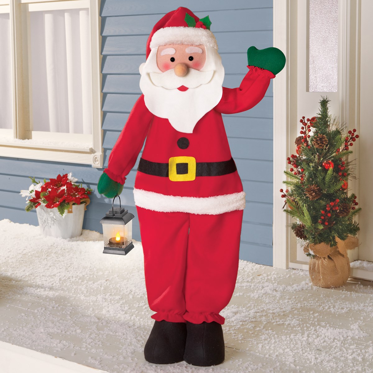 Extendable Standing Porch Santa with Light-Up Lantern | Collections Etc.