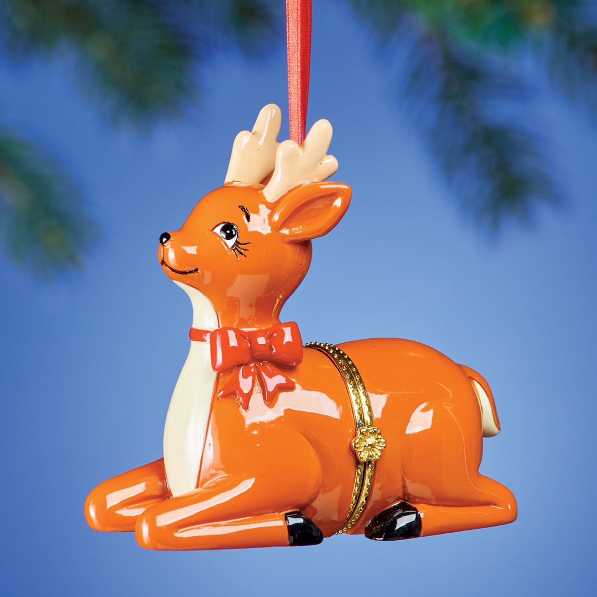 Hand Painted Holiday Trinket Box Ornament | Collections Etc.