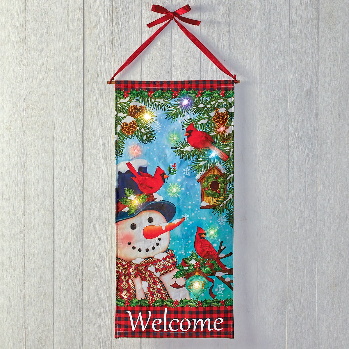 LED Lighted Color Changing Christmas Snowman Welcome Banner ...