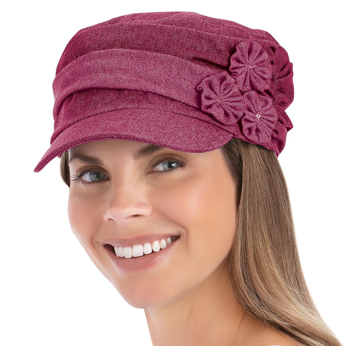 Elasticized Floral Embellished Shirring Detail Hat | Collections Etc.