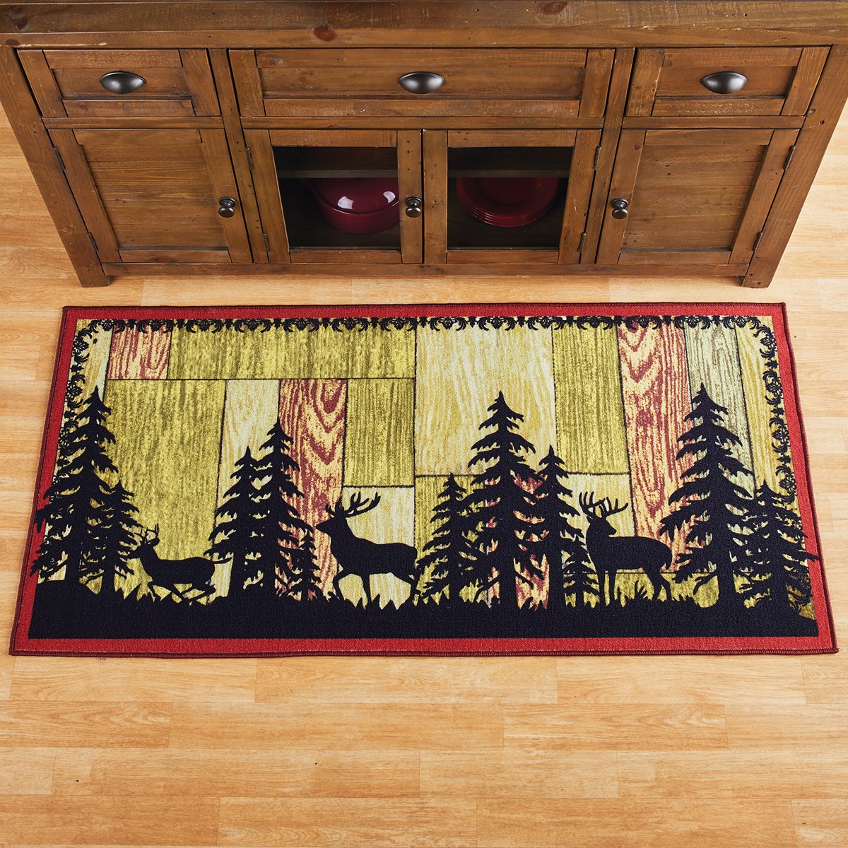 5-Foot Majestic Deer Woodland Themed Slip-Resistant Runner Rug ...