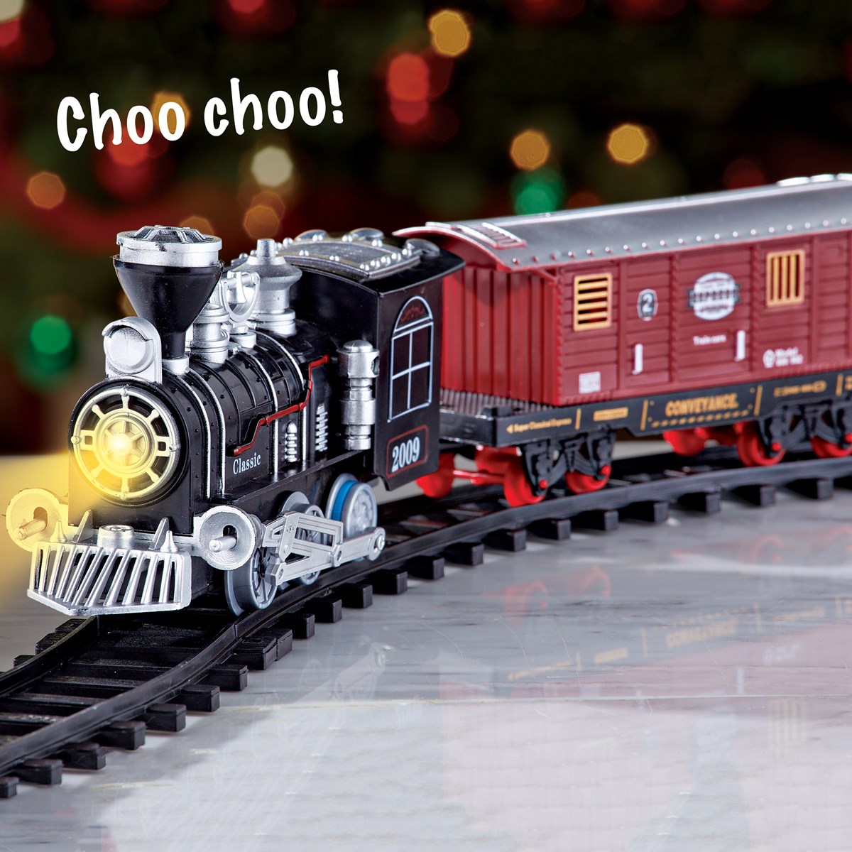 Lights and Sounds Classic Locomotive Toy Train Set | Collections Etc.