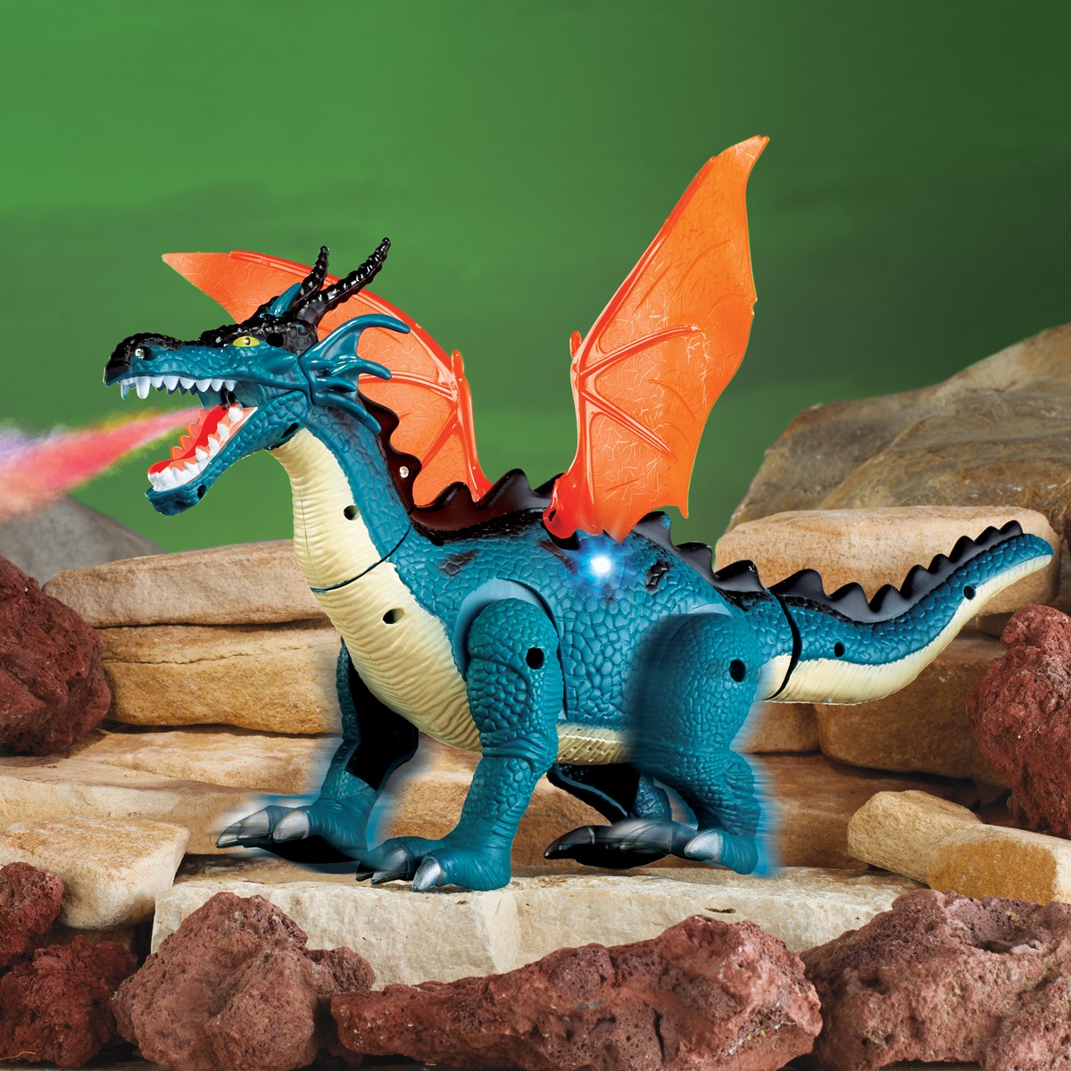 Moving Light-Up Smoke Breathing Dragon Action Figure | Collections Etc.