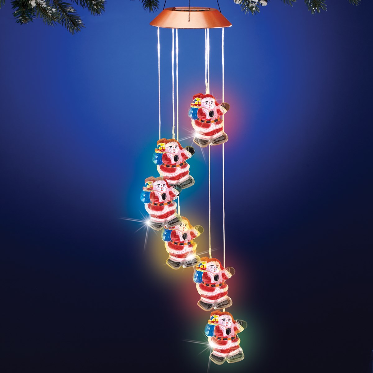 Solar Powered LED Lights Hanging Santa Claus Christmas Dangler ...