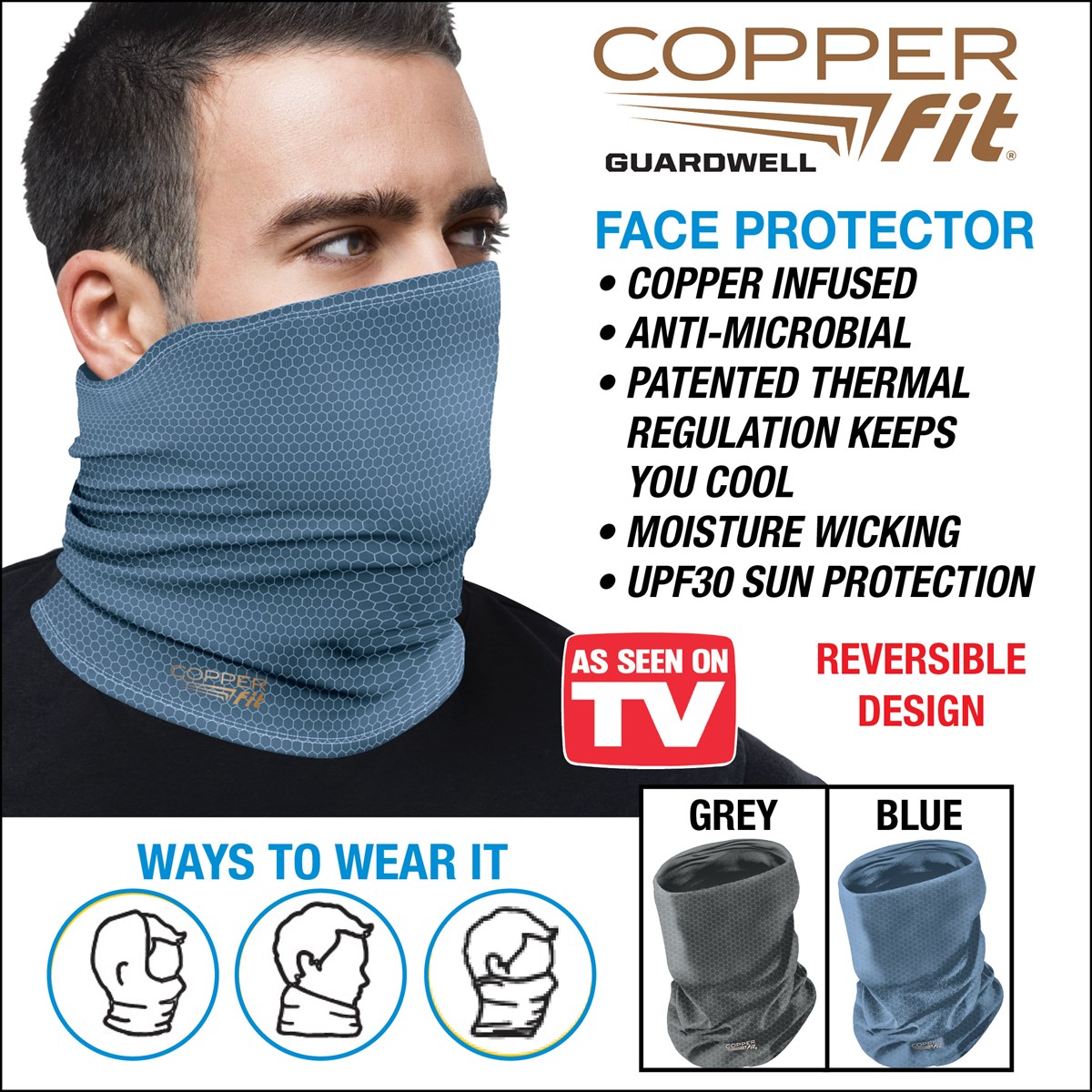 Copper Fit Guardwell Reversible Face Protector | Collections Etc.