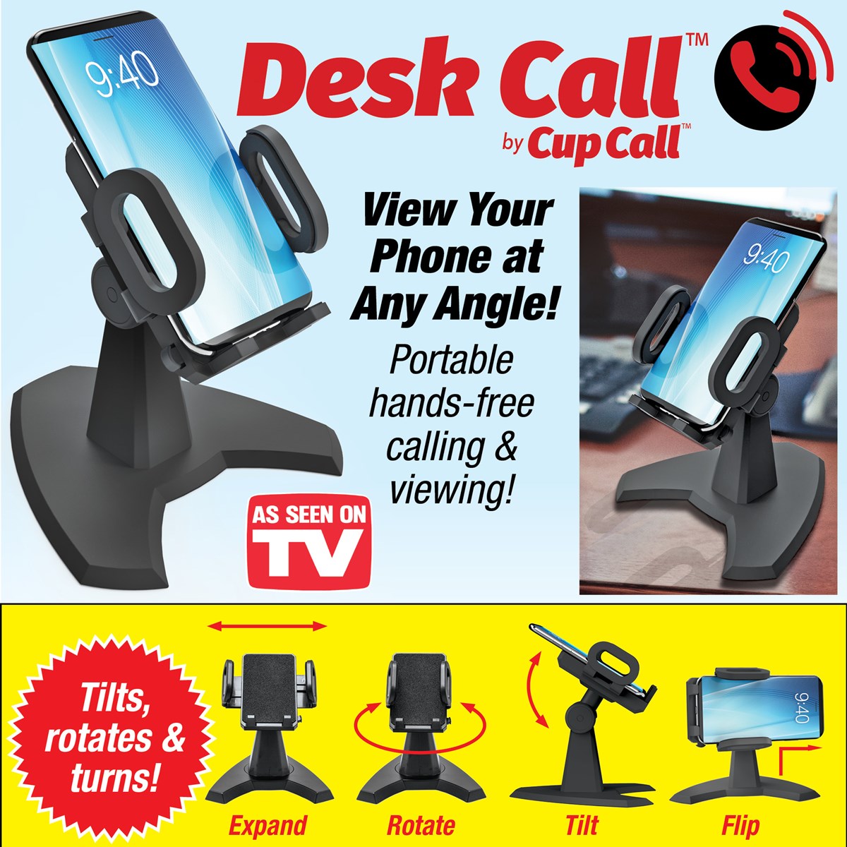Desk Call Tabletop Hands-free Multi Angle Phone Mount | Collections Etc.