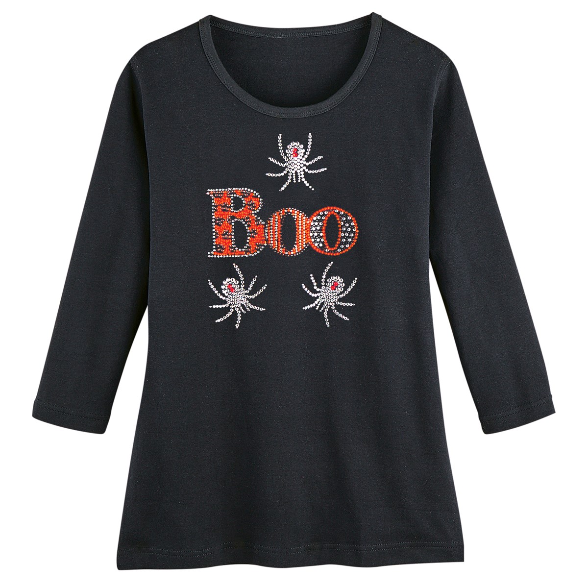 Boo Scary Spiders Black Halloween Graphic T-Shirt | Collections Etc.