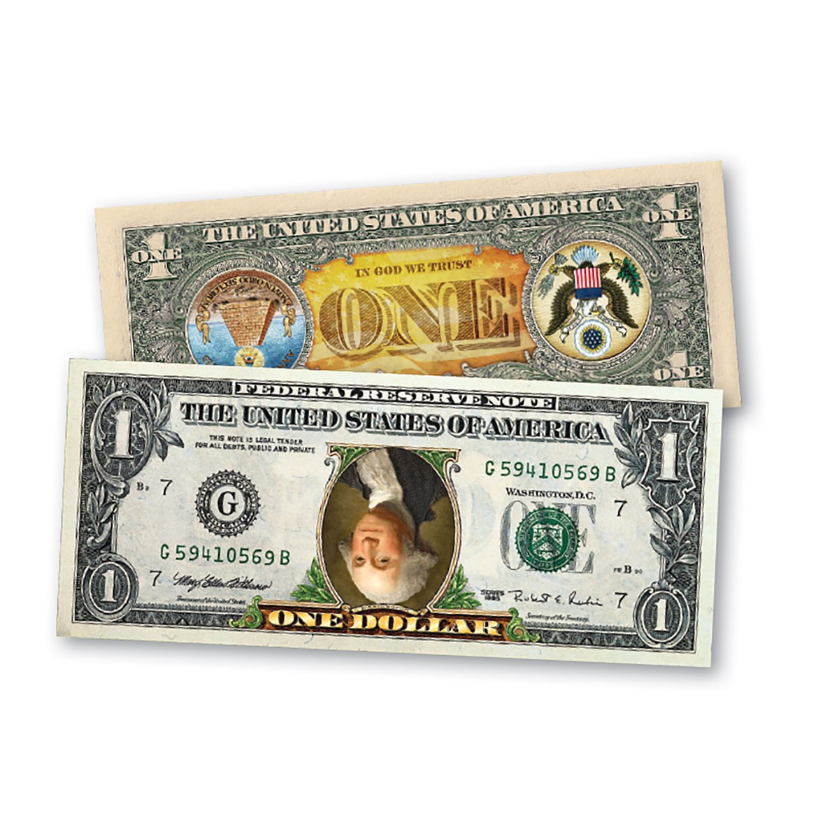 Inverted 2-Sided Colorized 1 Dollar Bill | Collections Etc.