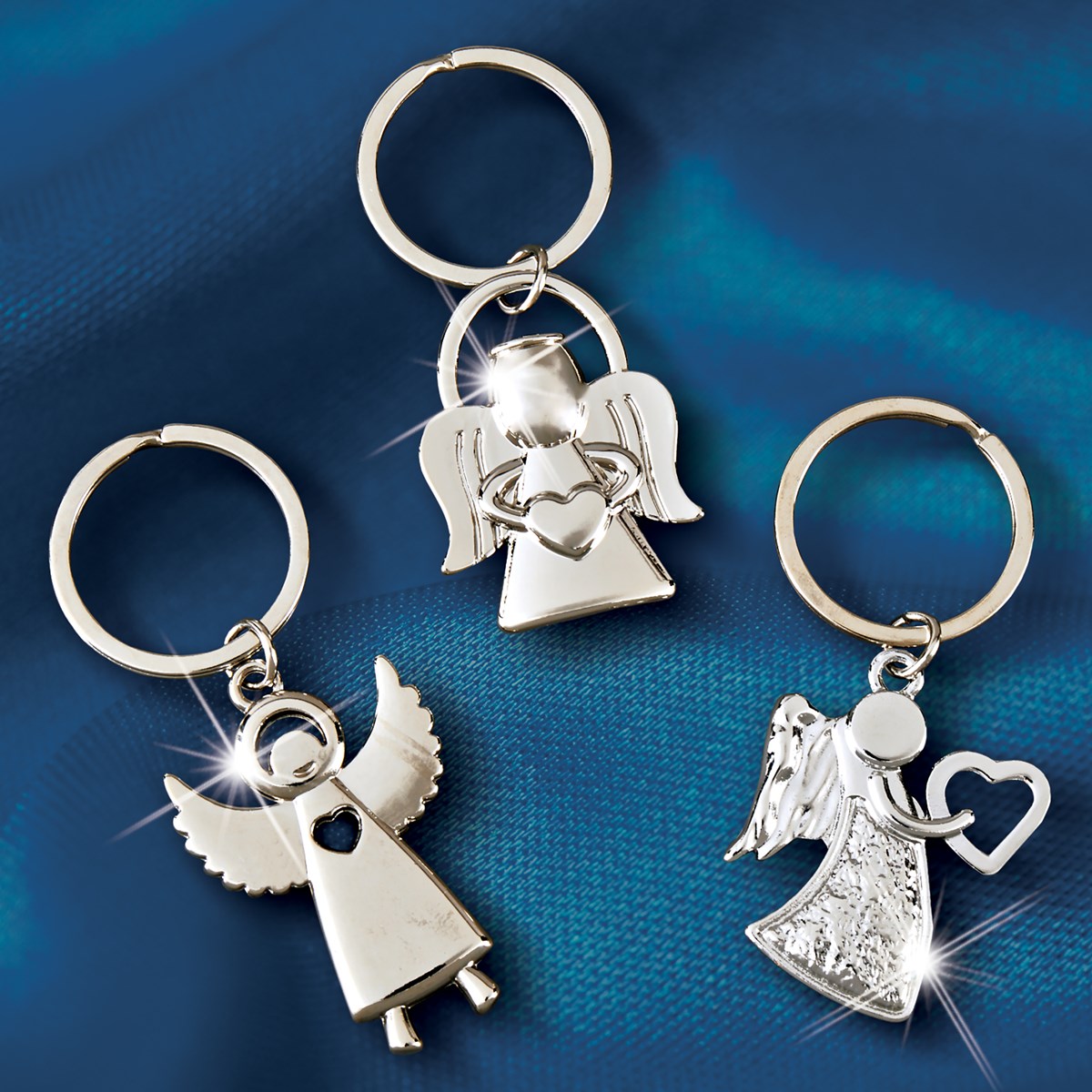 Silver-Finished Guardian Angel Keychains - Set of 3 | Collections Etc.