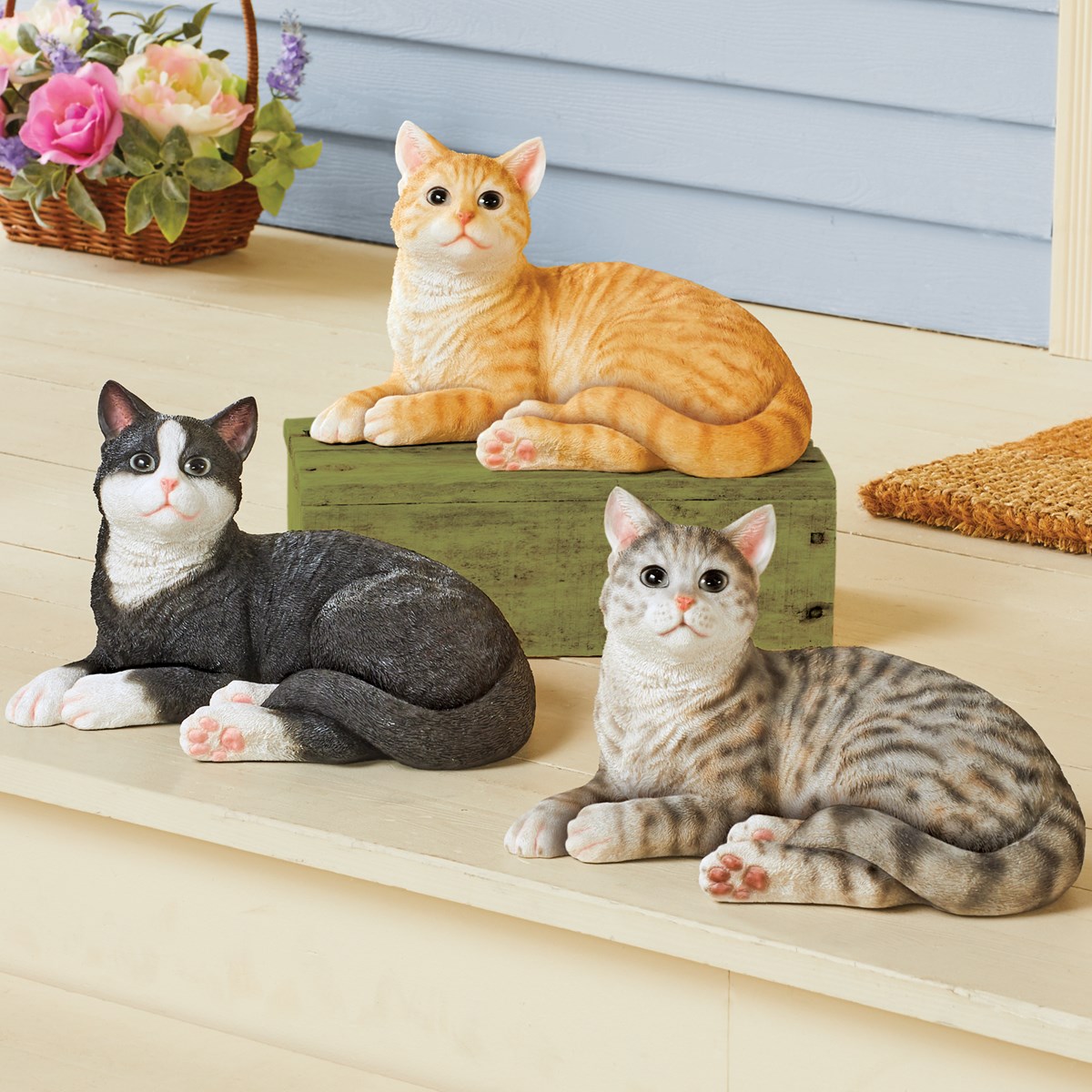 Hand-Painted Sitting Pretty Cat Resin Decorative Figurine | Collections ...