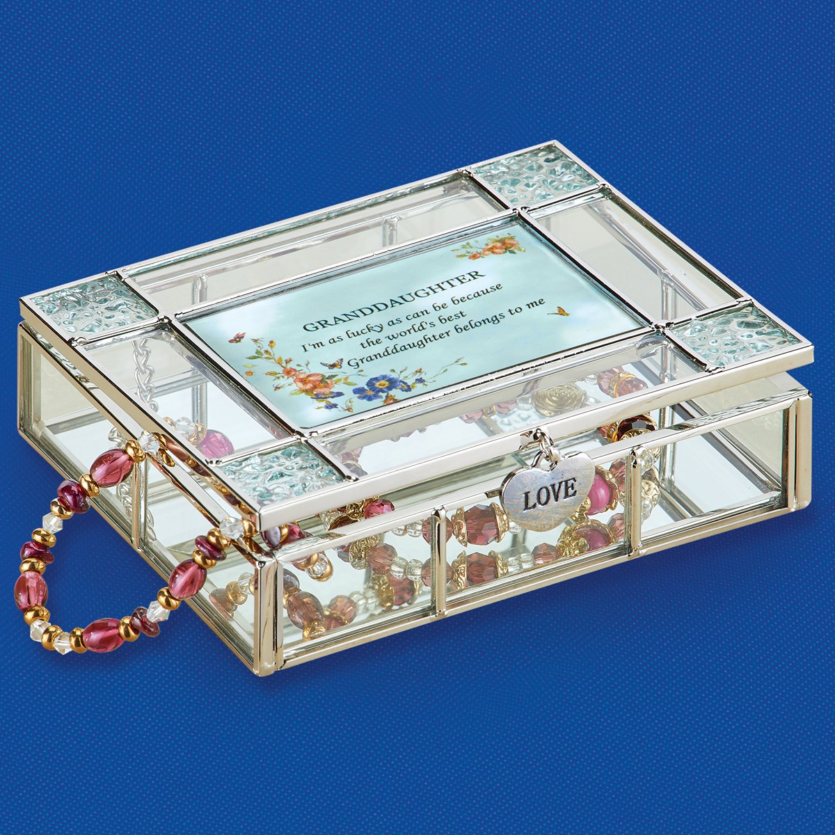 Sentimental Message Charmed Glass Jewelry Box For Women | Collections Etc.