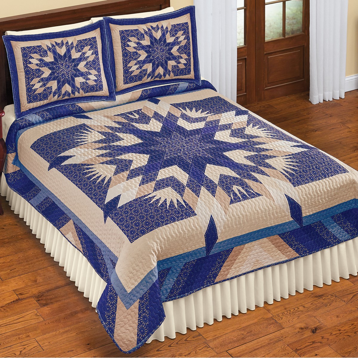 Neutral Star Pattern Reversible Quilt | Collections Etc.