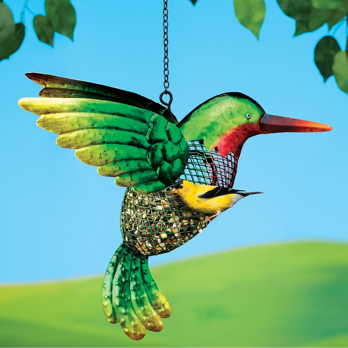 Pretty Hummingbird Mesh Metal Body Birdfeeder | Collections Etc.