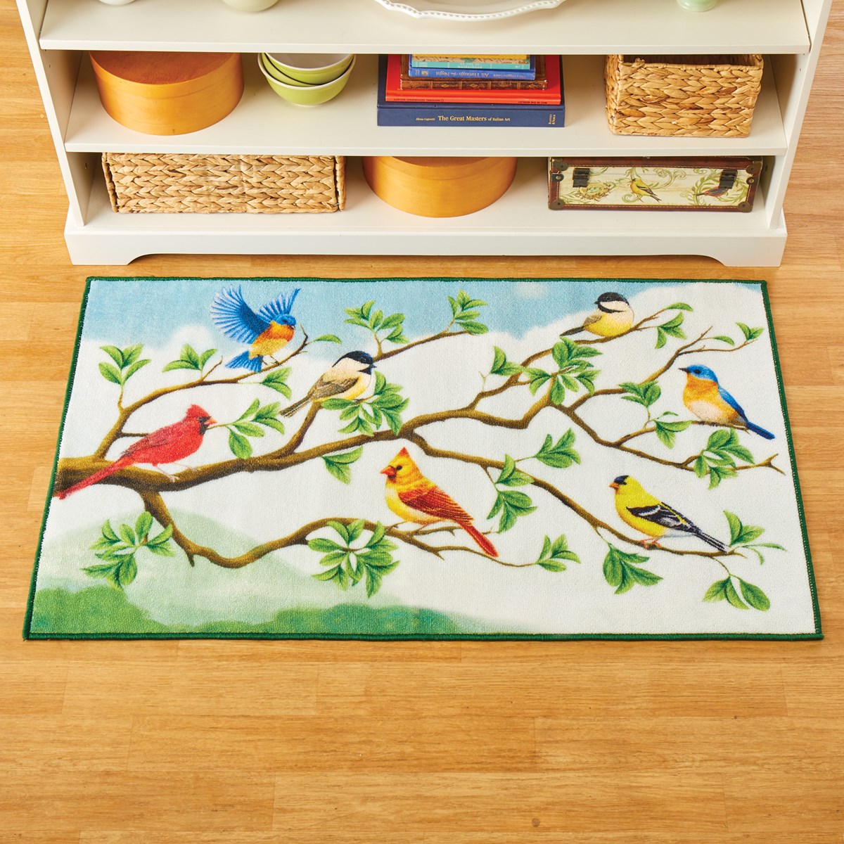Spring Birds on a Tree Branch Printed Slip-Resistant Rug | Collections Etc.