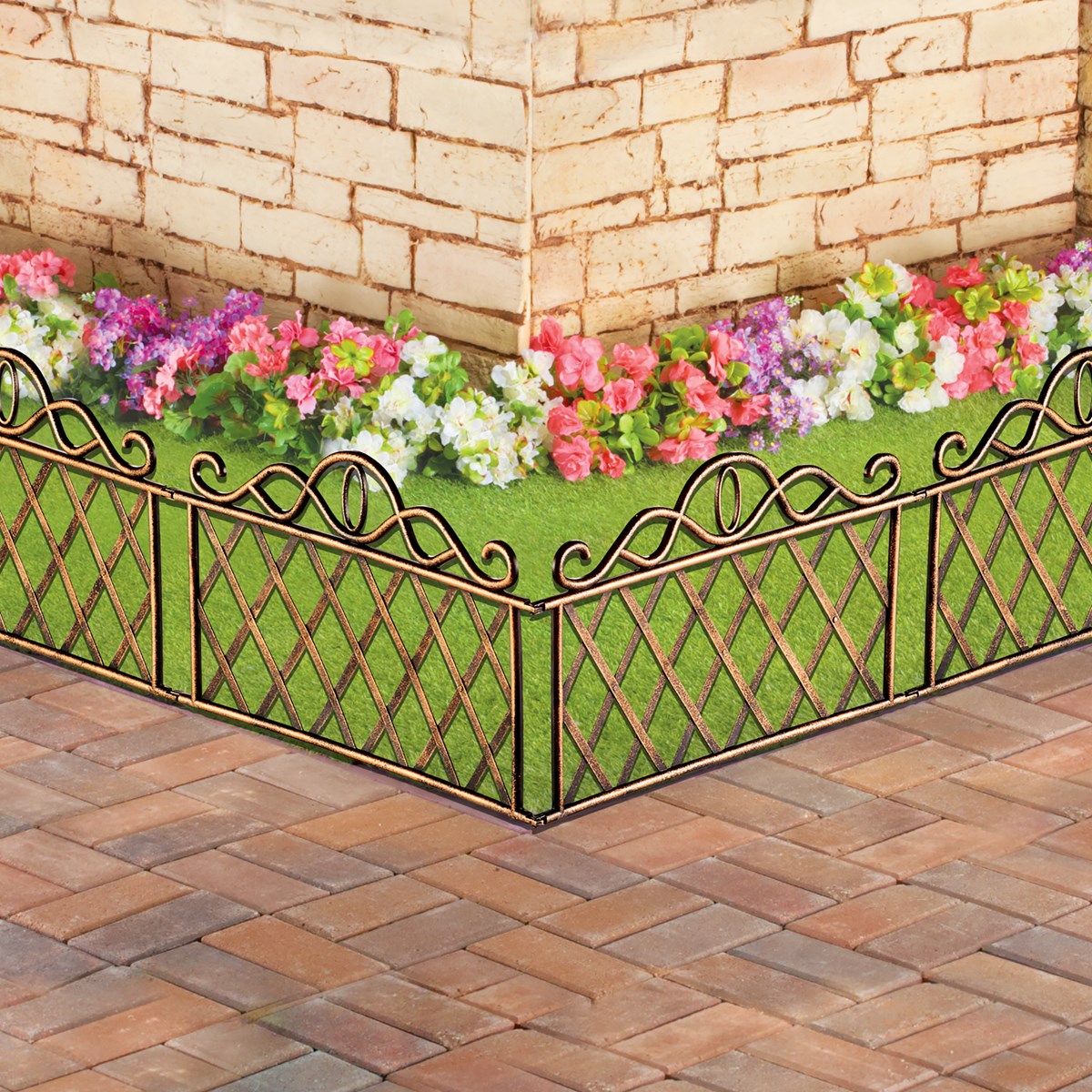Traditional Antique Bronze Finish Garden Border - Set of 4 ...