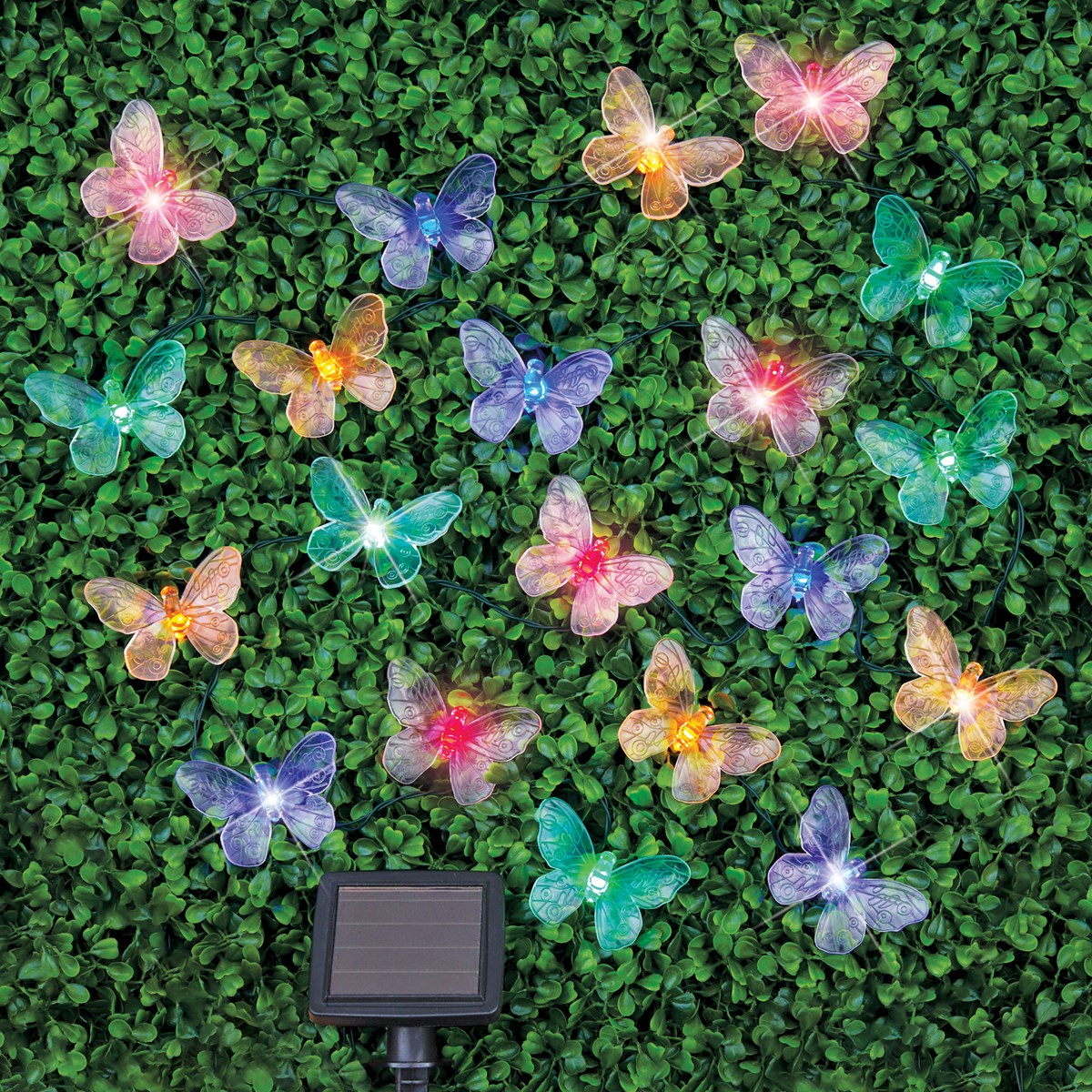 Solar Powered Colorful 20-Butterfly String Lights | Collections Etc.