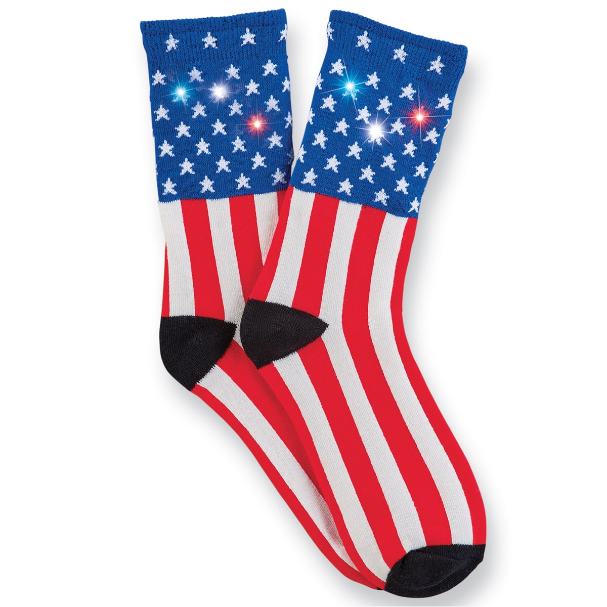 Patriotic LED Lighted 4th of July Light Up High Socks | Collections Etc.
