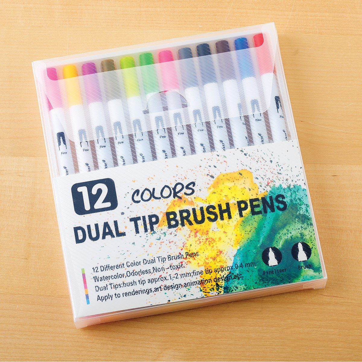 Fine & Thick Dual Tip Markers with Case - Set of 12 | Collections Etc.