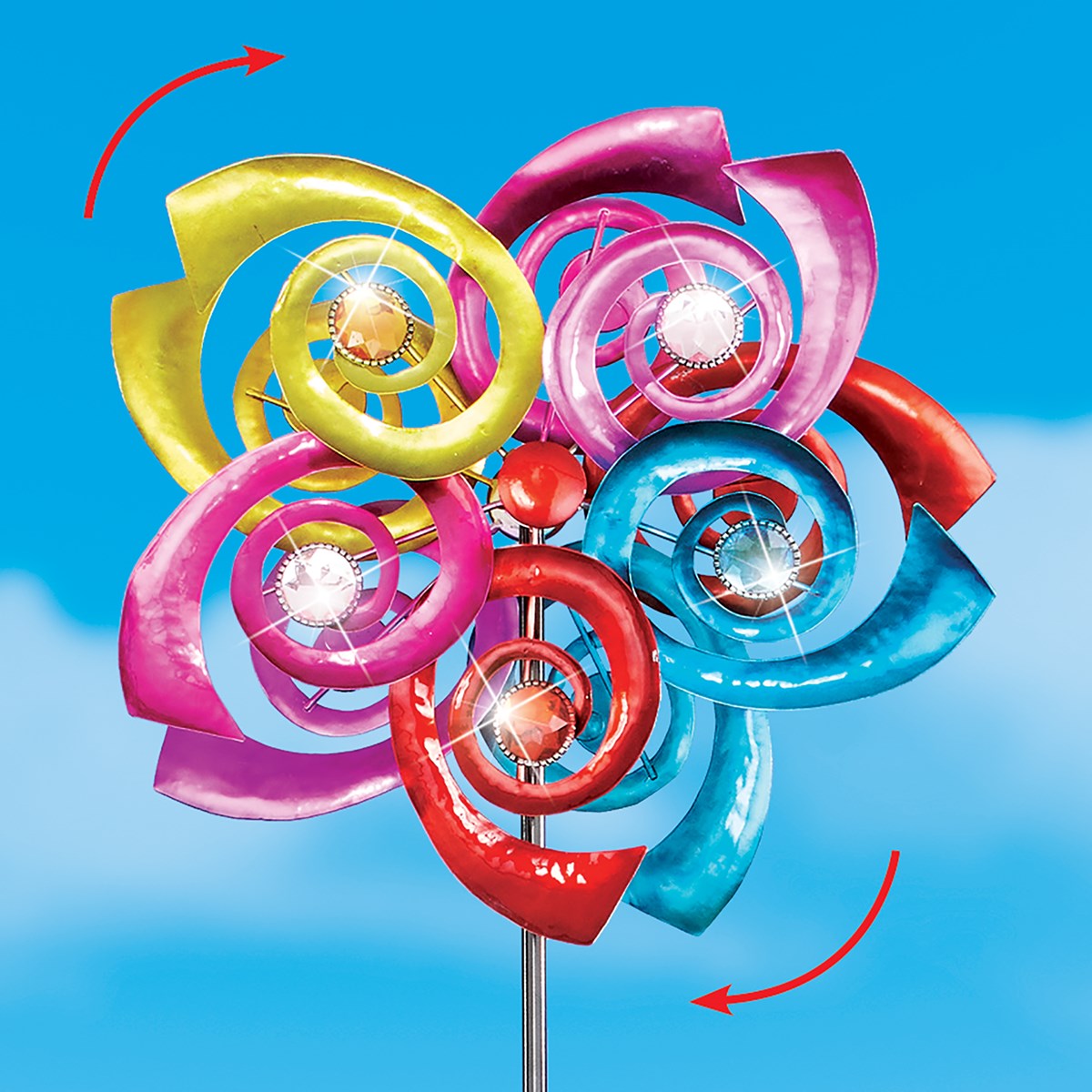 Colorful Double Spinner Wind Wheel Garden Stake | Collections Etc.