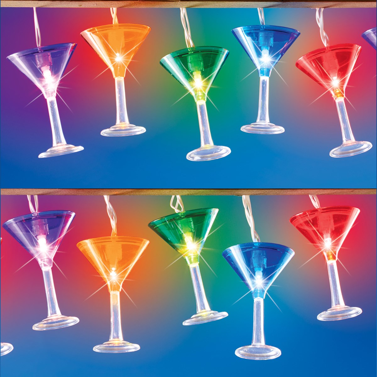 10-Foot Colorful LED Lighted Martini String Lights | Collections Etc.