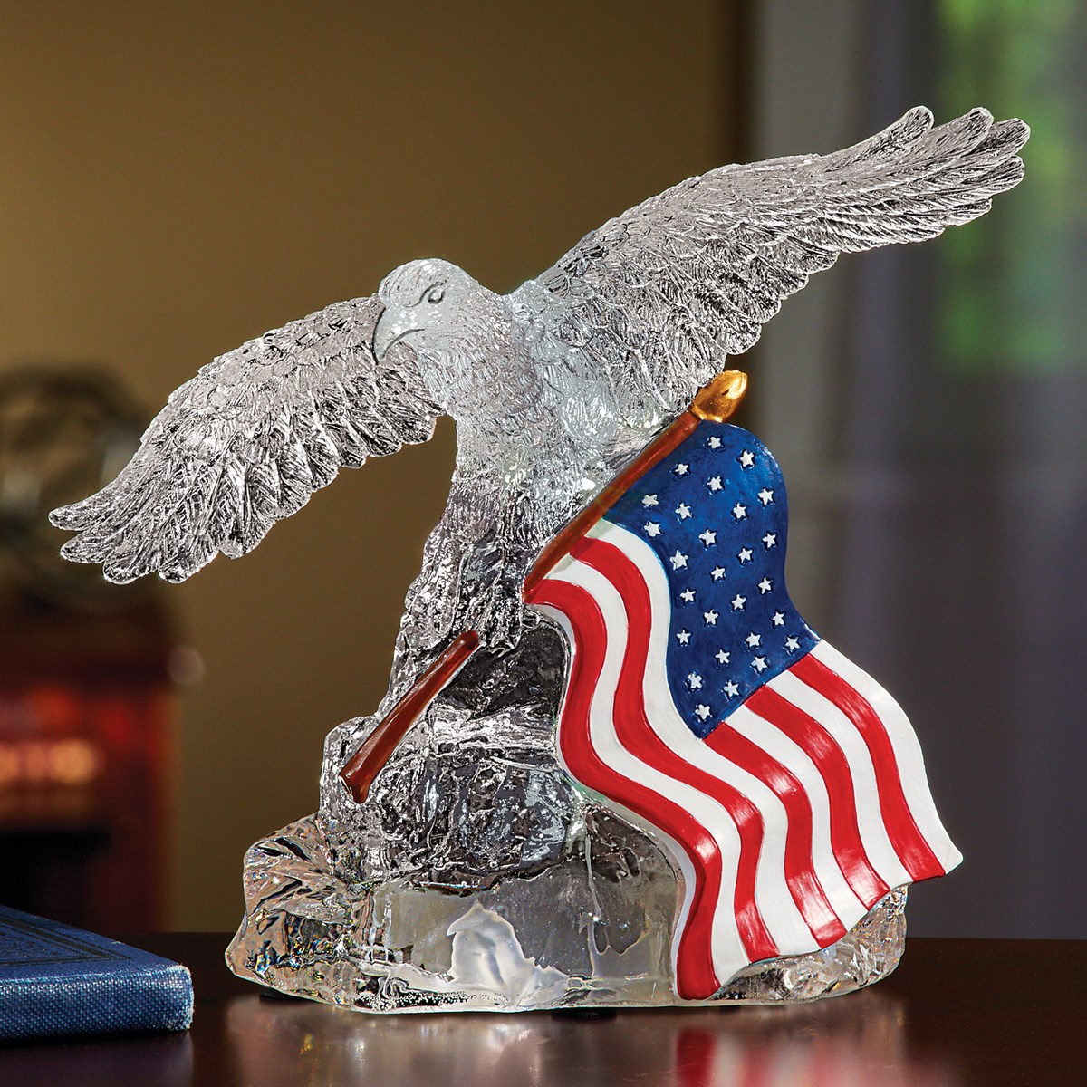 LED Lighted Patriotic Color-Changing Eagle Figurine | Collections Etc.