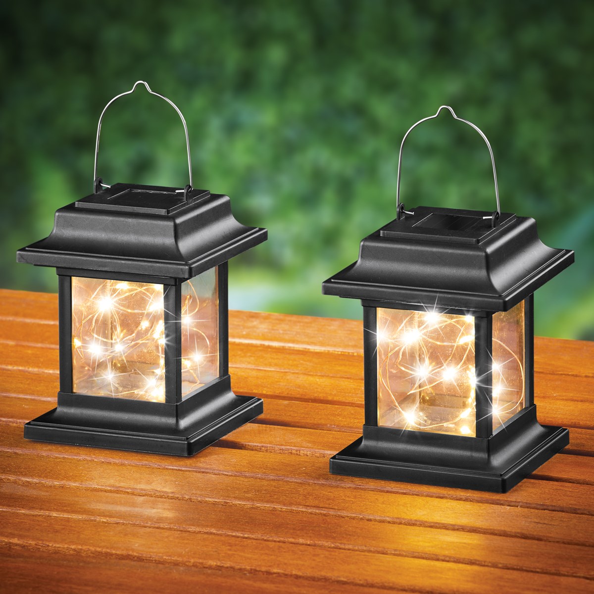 Solar String Light Lanterns with Hanging Hooks - Set of 2 | Collections ...