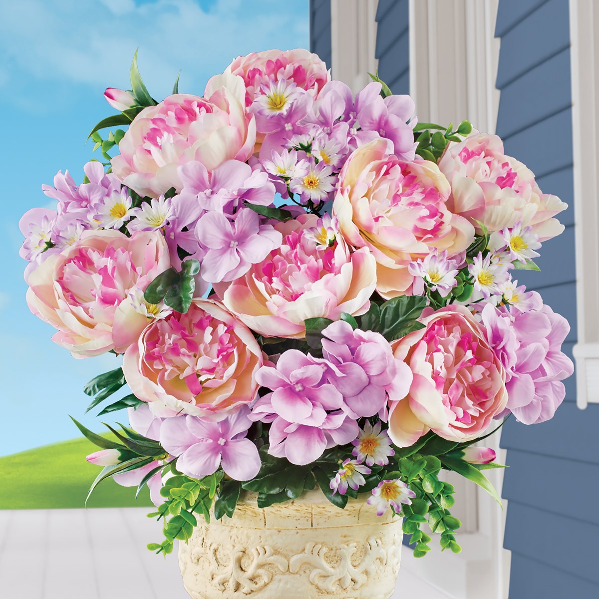 Peony and Hydrangea Bush Arrangement - Set of 2 | Collections Etc.