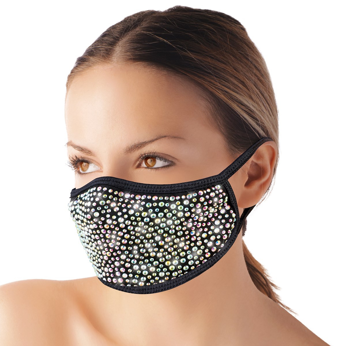 Protective Sparkling Crystal-Accented Fabric Face Mask | Collections Etc.