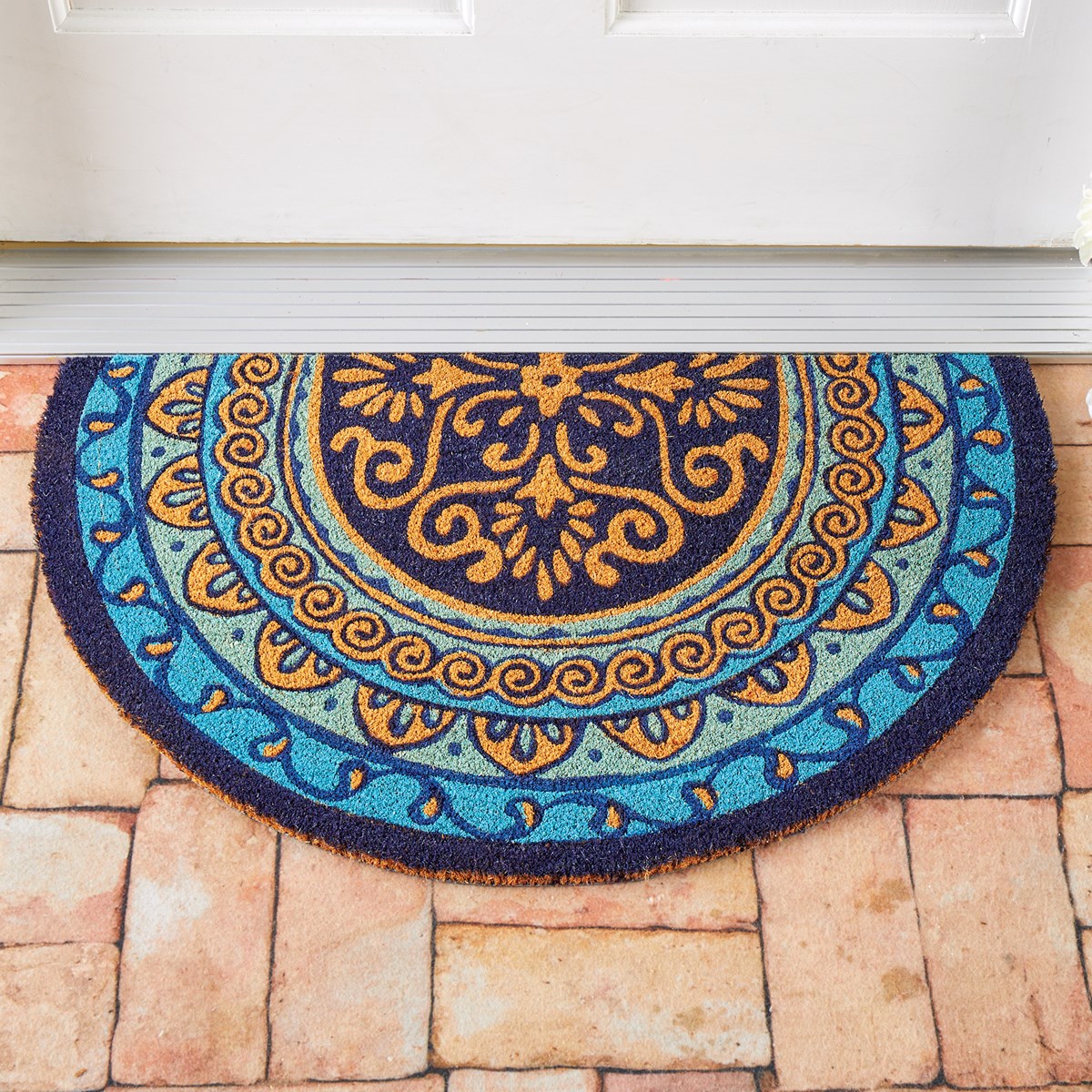 Medallion Slice Coco Coir Fiber Door Mat | Collections Etc.