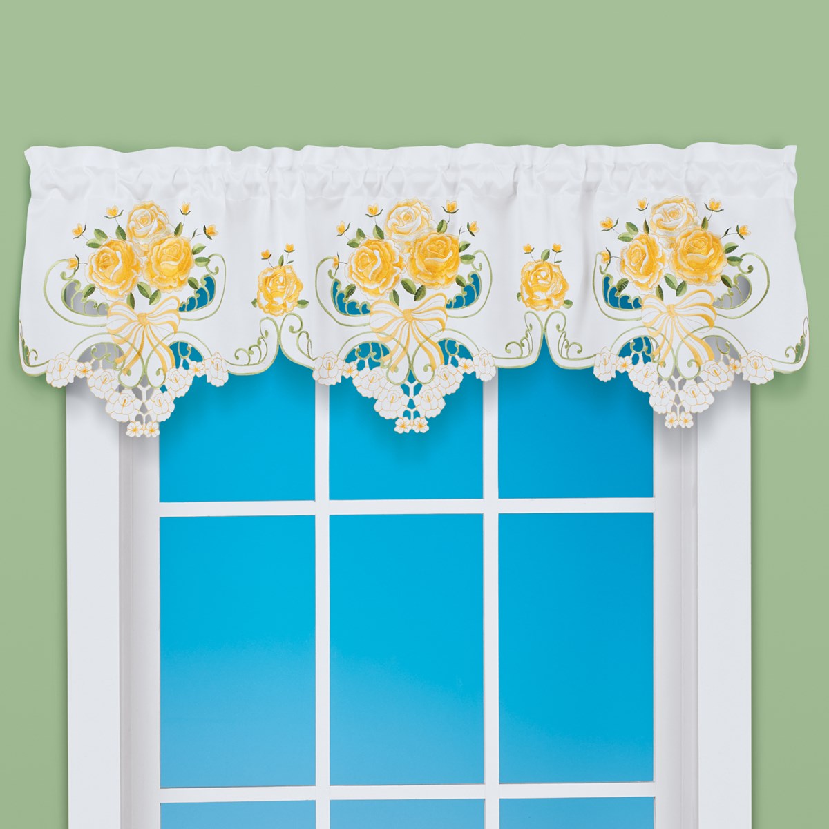 Victorian Rose Polyester Rod Pocket Top Window Valance | Collections Etc.