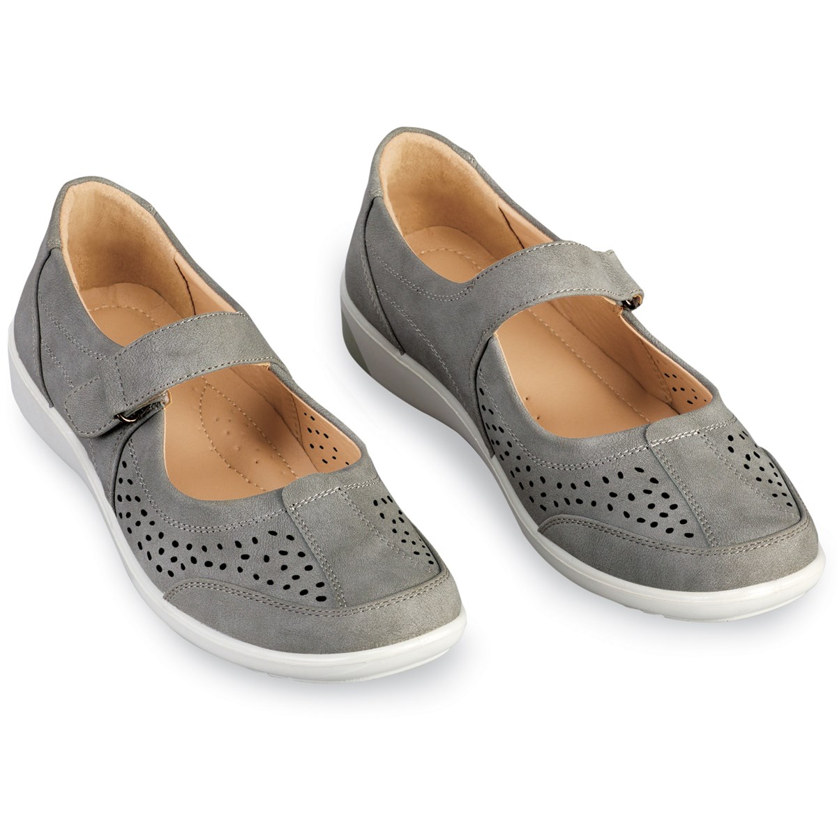 Adjustable Mary Jane Slip On Micro Suede Shoes | Collections Etc.