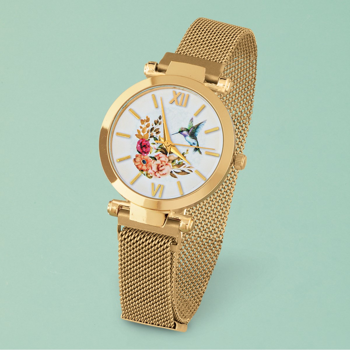 Adjustable Magnetic Hummingbird Mesh Band Watch | Collections Etc.