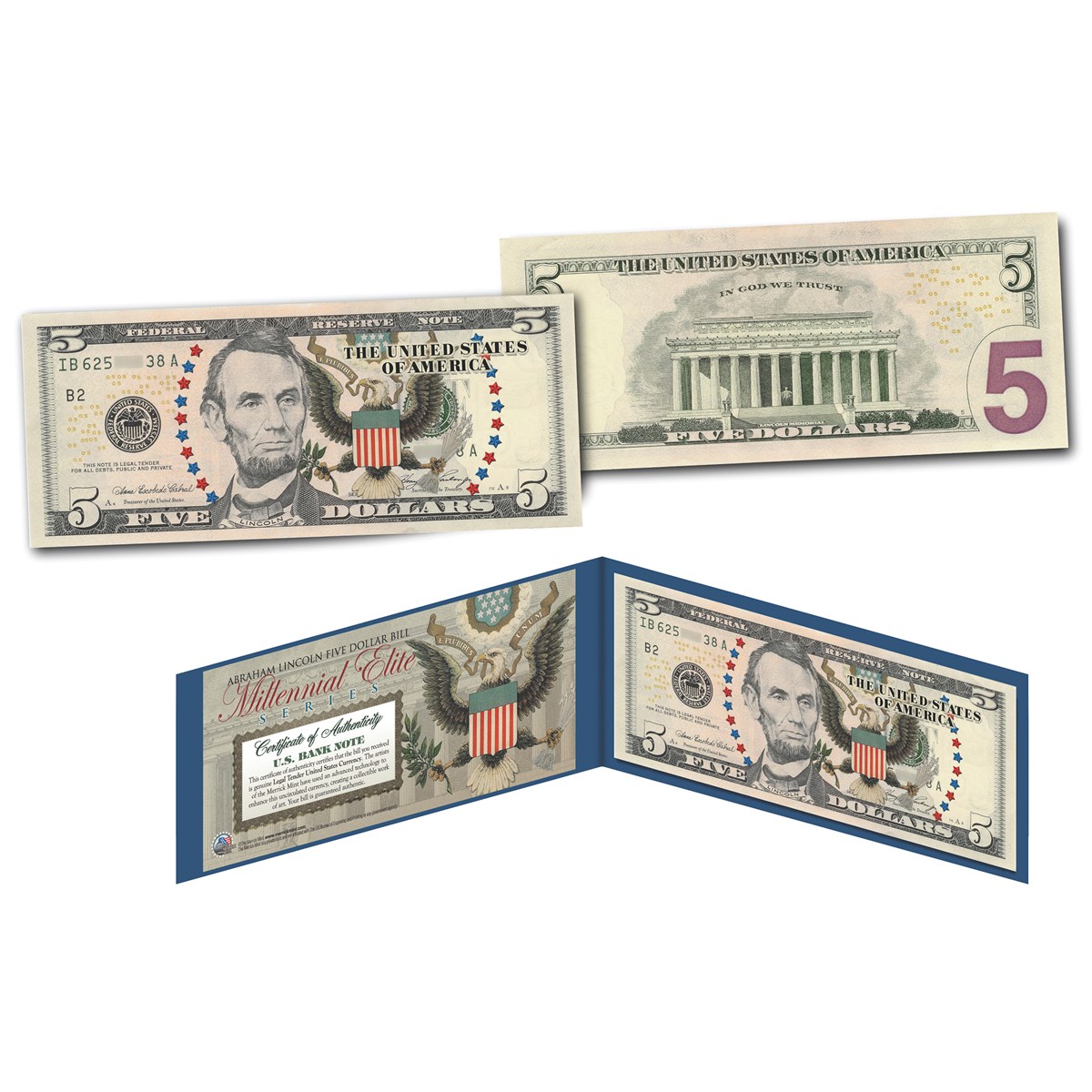 Symbols of Freedom $5 Bill with Display Folio | Collections Etc.