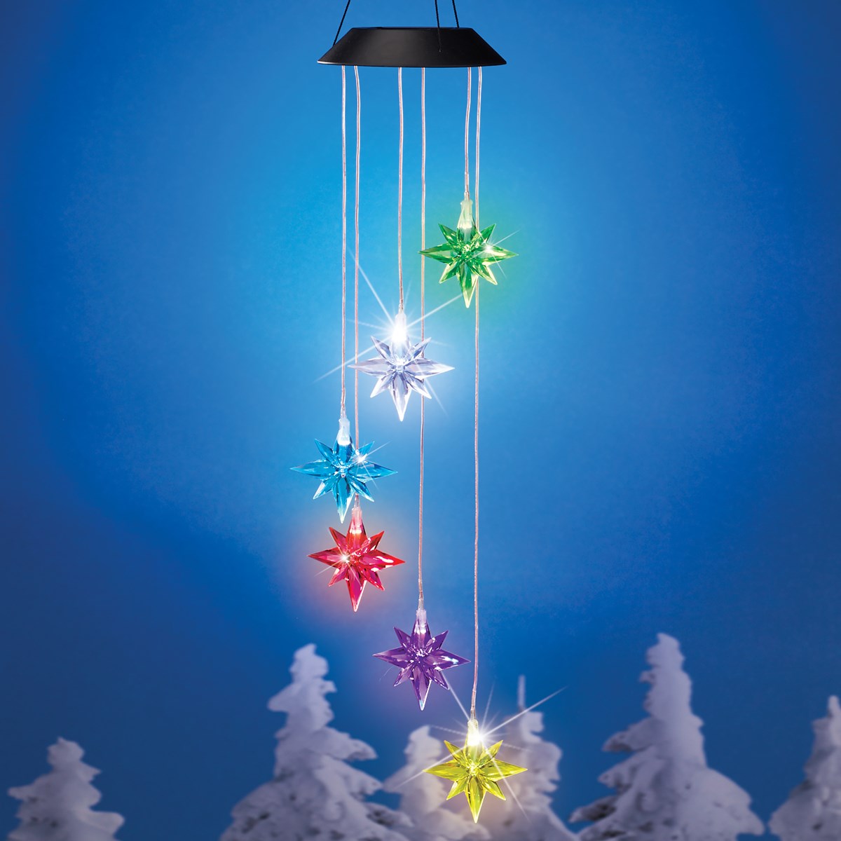 Solar Hanging Colorful Stars Outdoor Garden Mobile | Collections Etc.