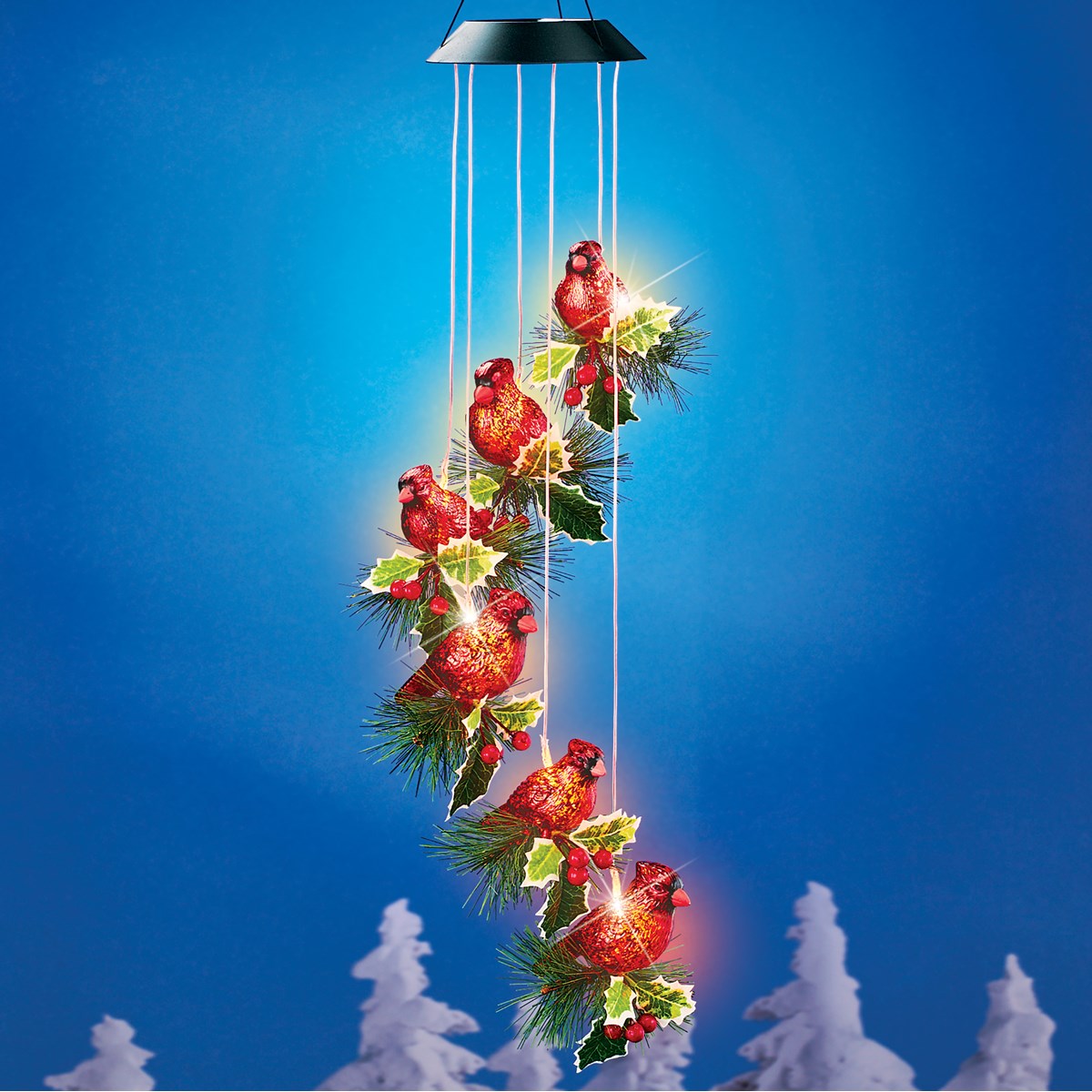 Solar Hanging Cardinals Outdoor Garden Mobile Wind Sculpture ...