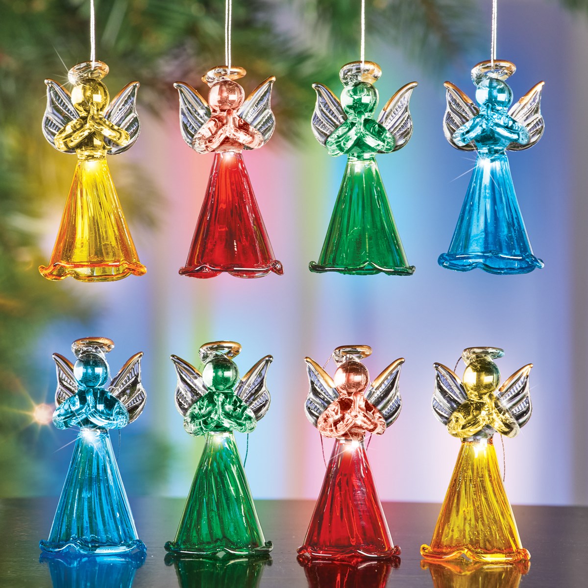 Colorful Hanging Holiday Angel Ornaments - Set of 8 | Collections Etc.