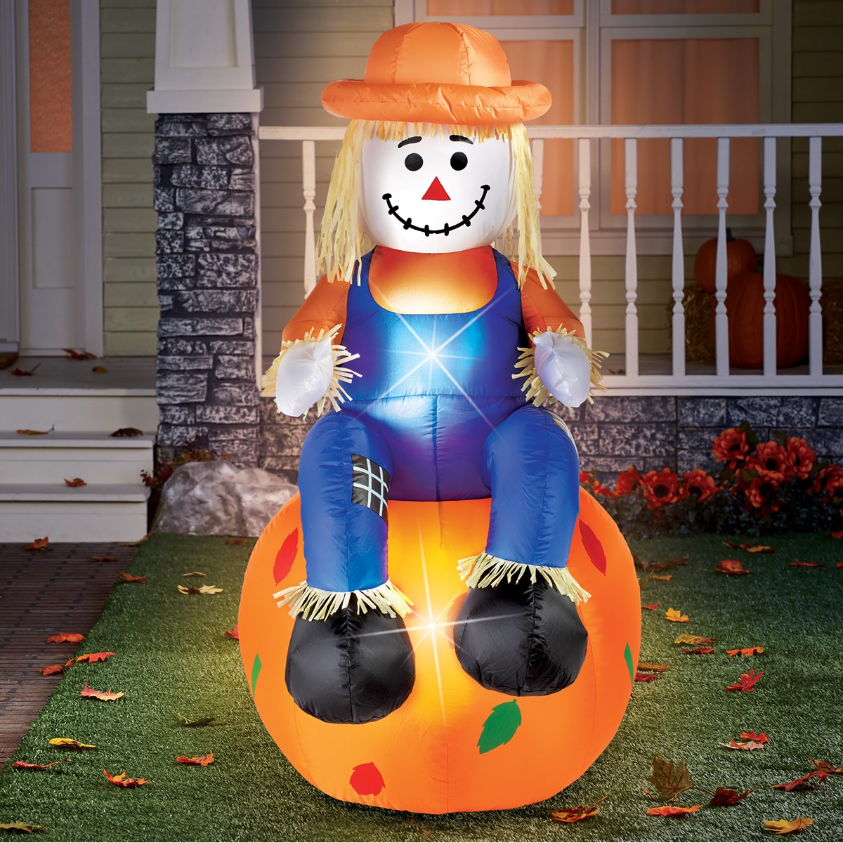 4-Foot Autumn Scarecrow Inflatable Outdoor Holiday Decor | Collections Etc.