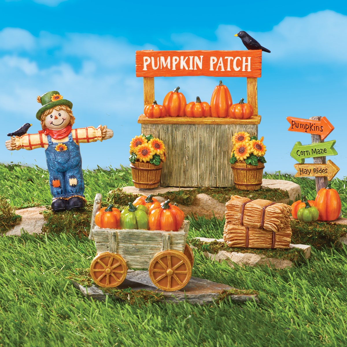 Hand-Painted Mini Autumn Pumpkin Patch - Set of 5 | Collections Etc.