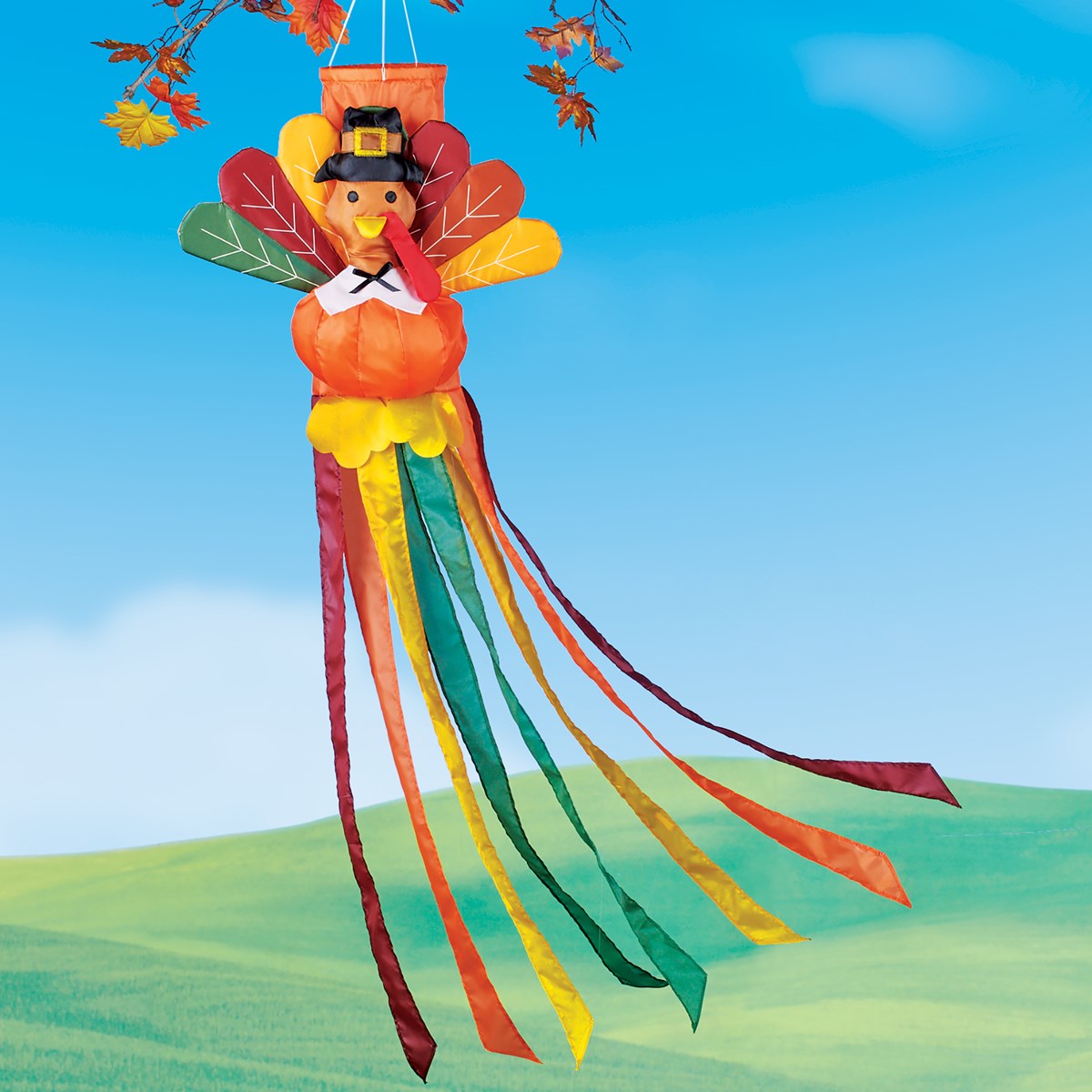 Decorative Holiday Pilgrim Turkey Windsock with Streamers | Collections ...