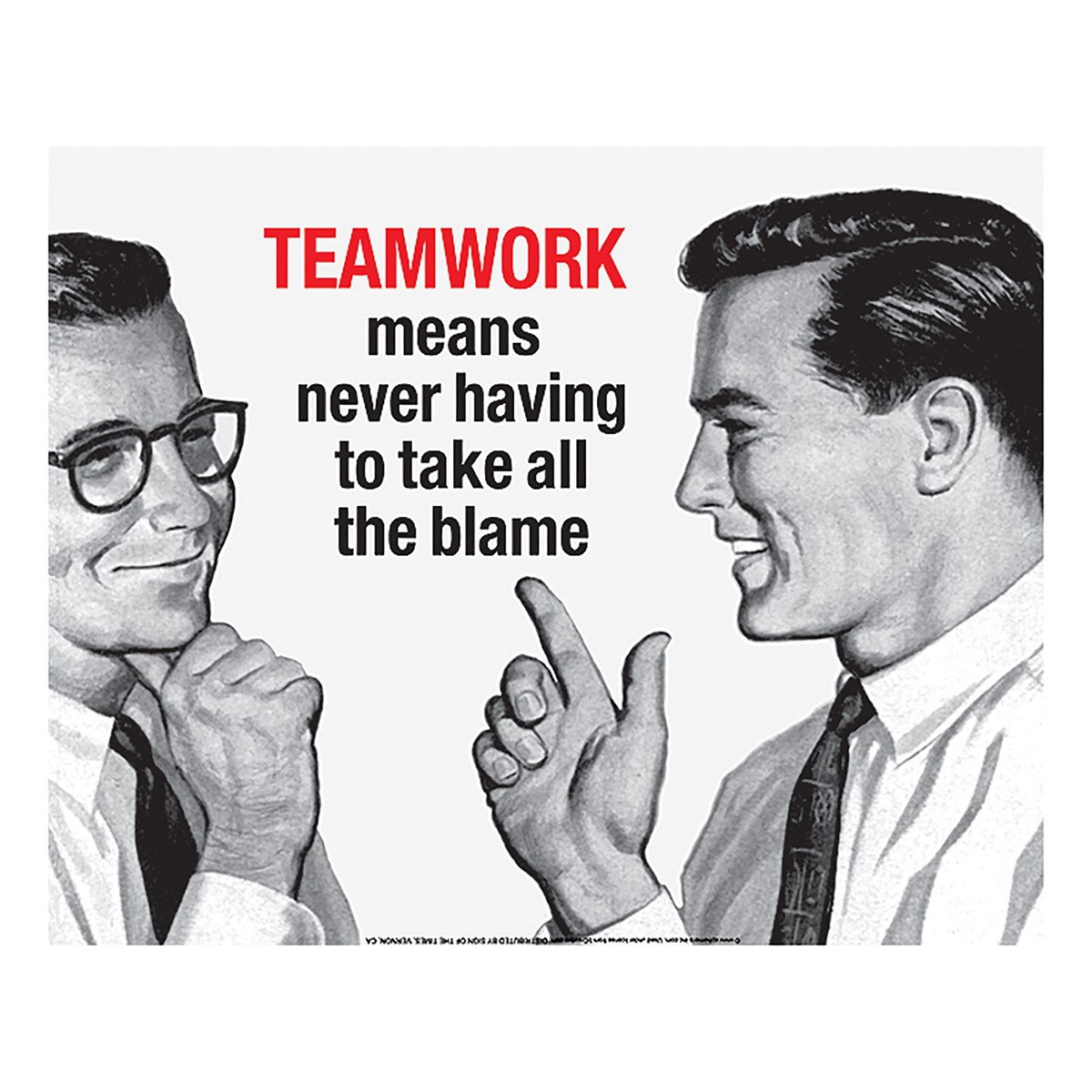 Teamwork Means Never Taking All The Blame Funny Novelty Sign ...
