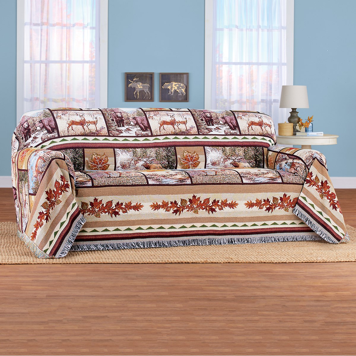Rustic Woodland Patchwork Tapestry Furniture Throw | Collections Etc.