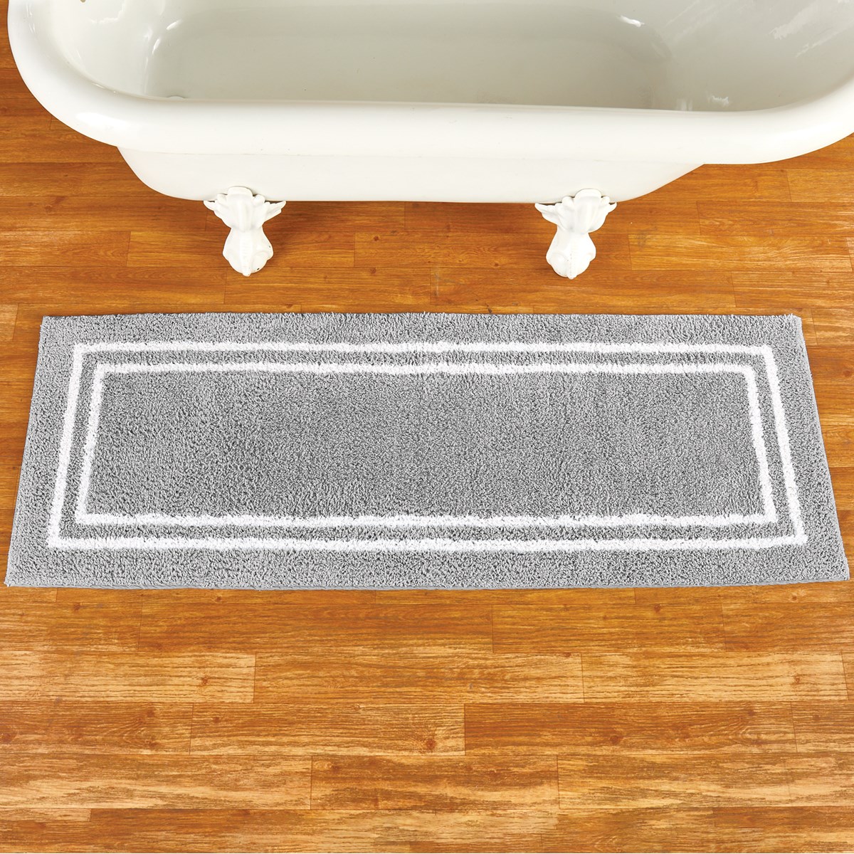 Absorbent Long Double Border Luxury Bathroom Rug | Collections Etc.