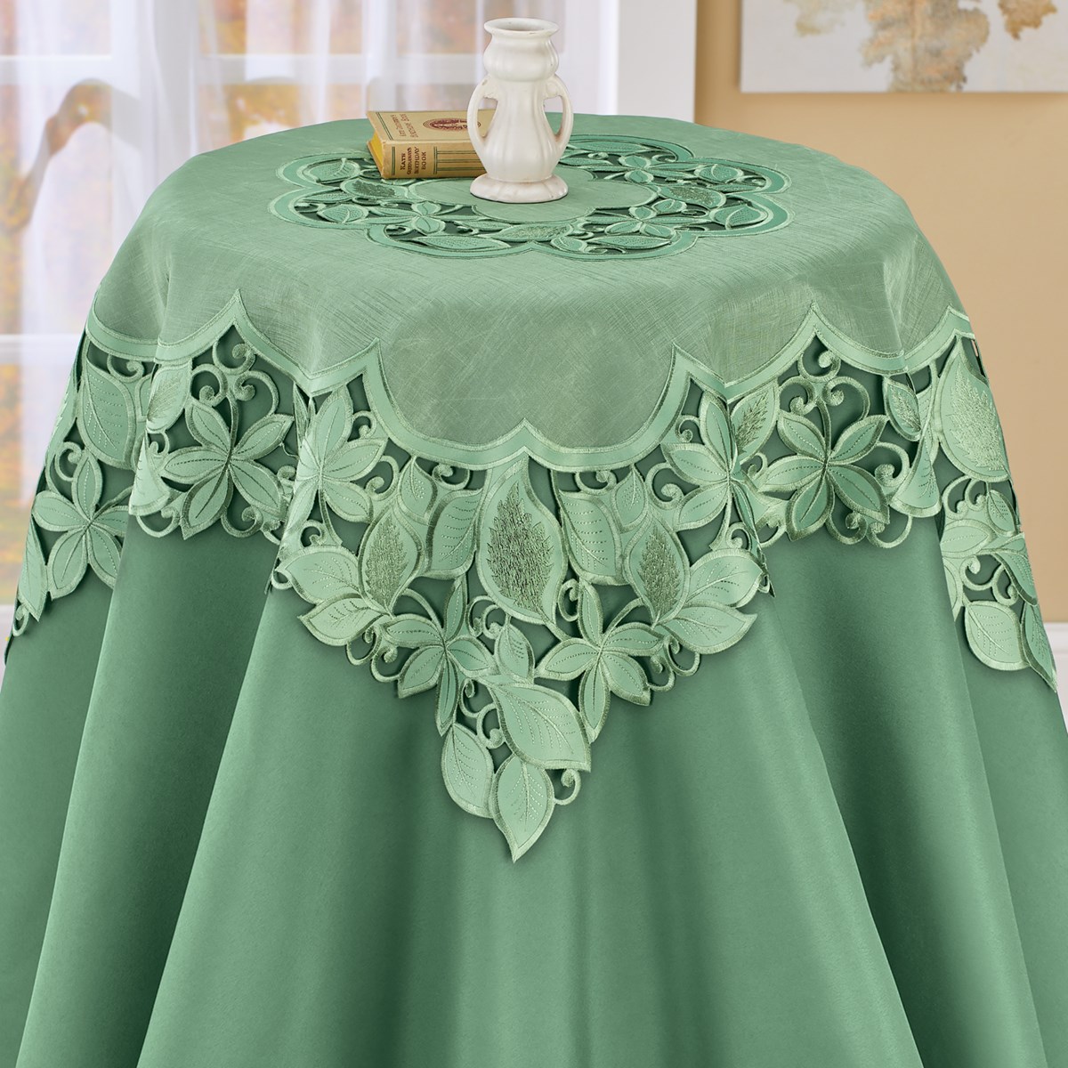 Leaves Organza Scrolling Kitchen Accent Table Linens | Collections Etc.