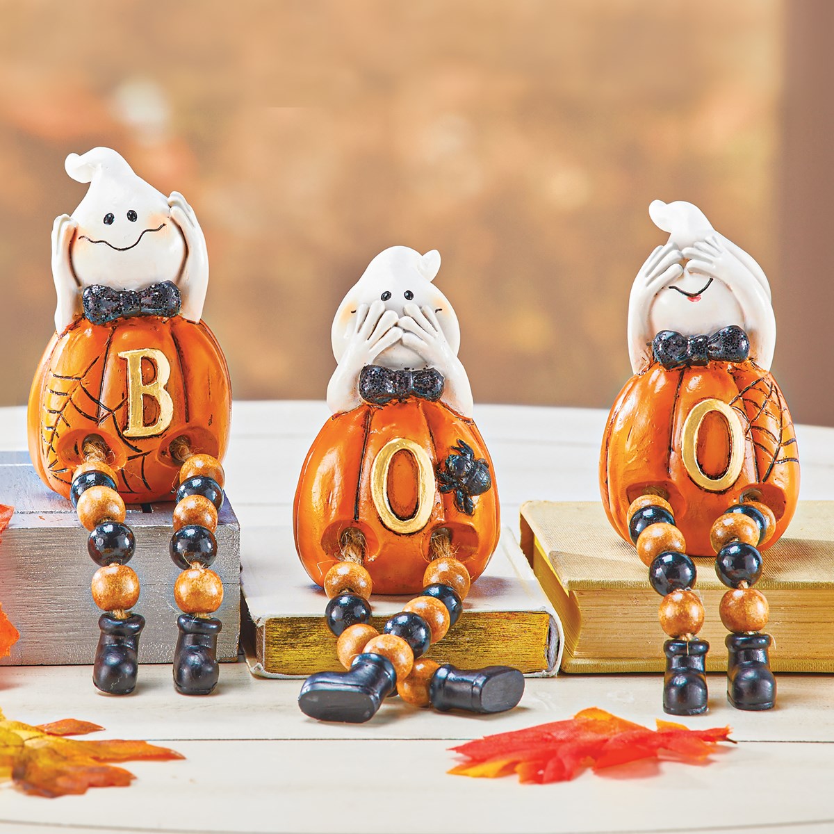 Hand-Painted Halloween Ghost Sitter Figurines - Set of 3 | Collections Etc.
