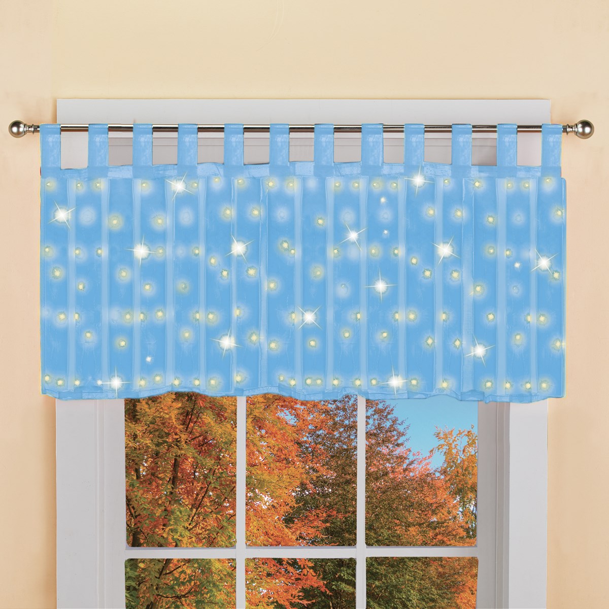 Pre-Lit Sparkling LED Light Kitchen Window Valance | Collections Etc.